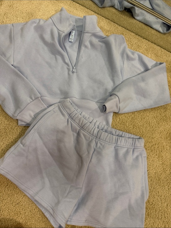 SKIMS | Shorts | Skims Light Blue Funnelneck Halfzip | Poshmark